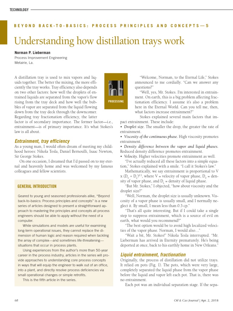 Understanding How Distillation Trays Work - OGJ - Apr 2018 | PDF ...