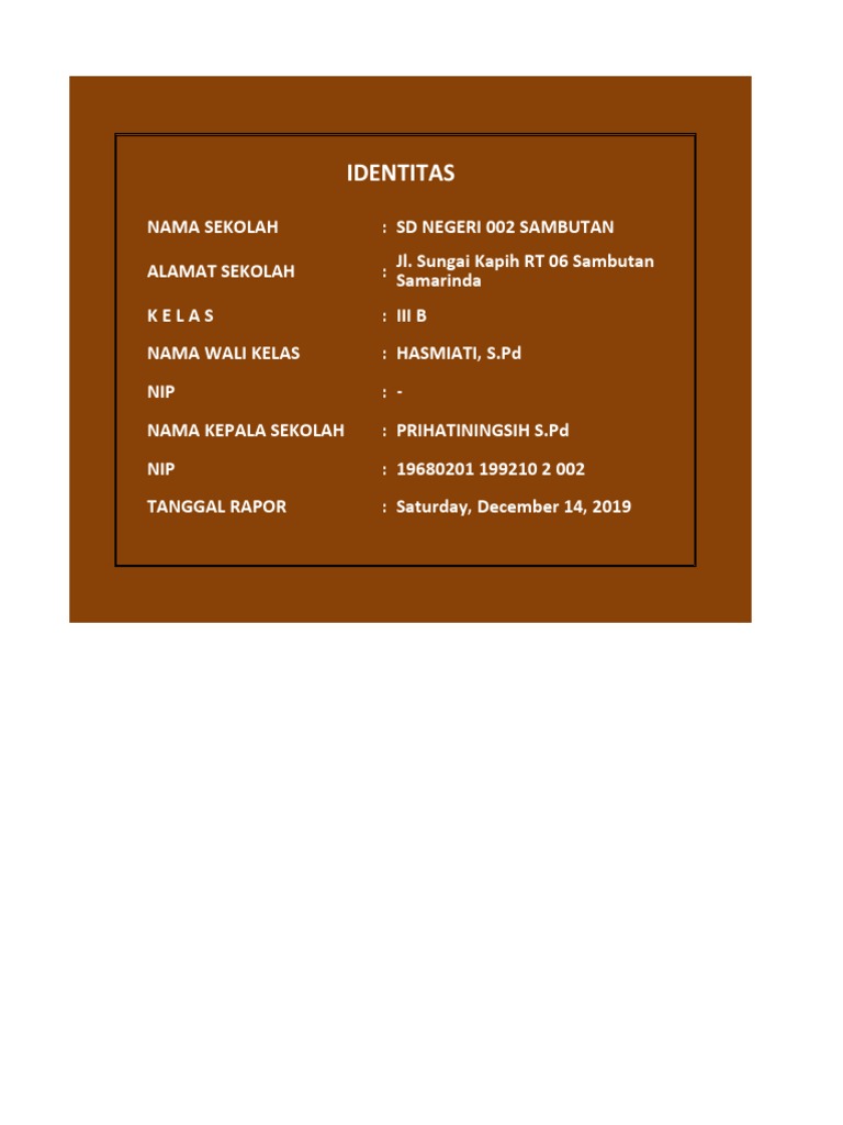 Rapot Kelas III B | PDF