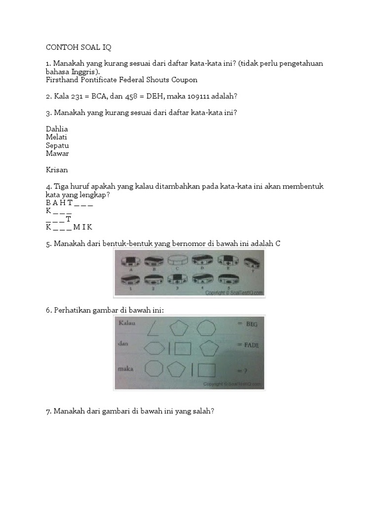 Contoh Soal Iq | PDF