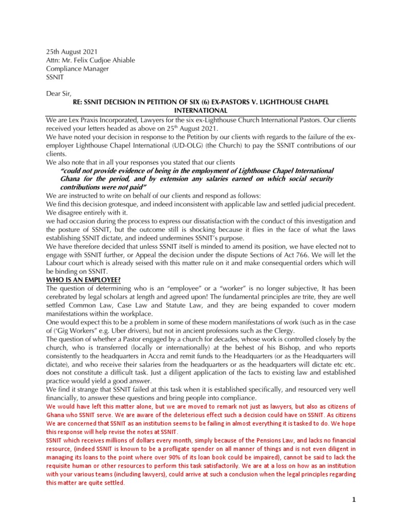 Alpha Response After SSNIT Verdict | PDF | Employment | Justice