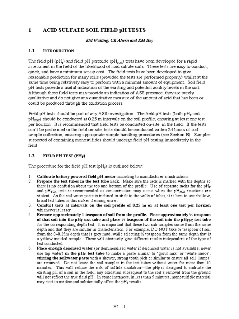 Field Acid Sulfate Tests | PDF | Ph | Soil