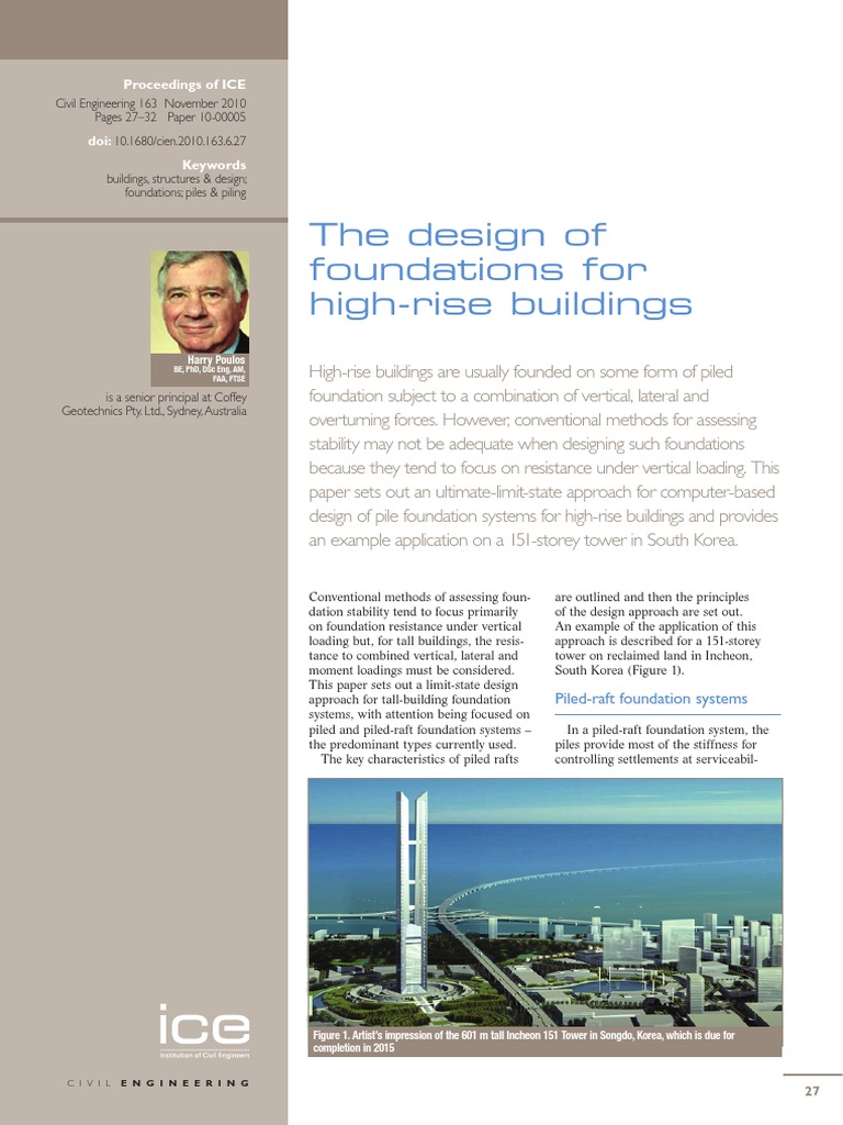 The Design of Foundations For High Rise Buildings Harry Poulos ...