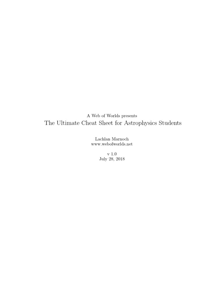 Ultimate Astrophysics Cheat Sheet 1 0 | PDF | Force | Physics