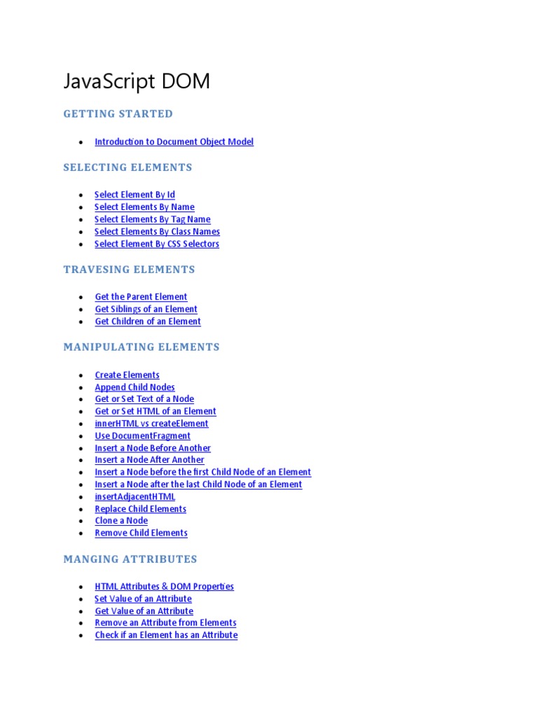 JavaScript DOM | PDF | Java Script | Document Object Model