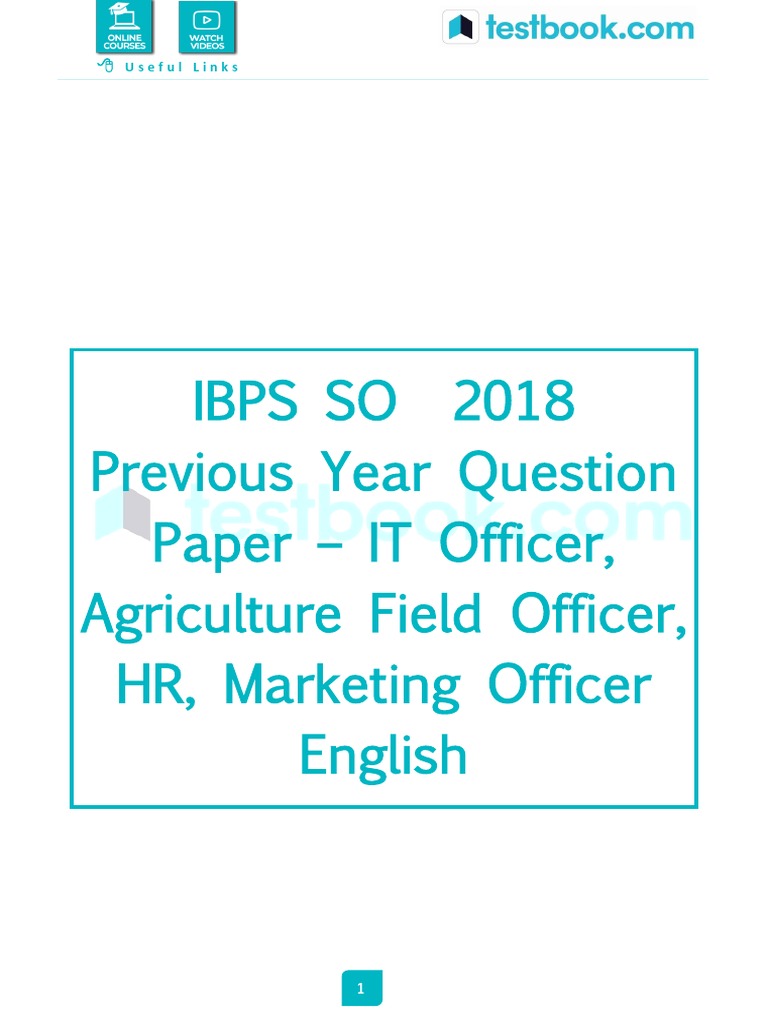 Ibps So 2018 Previous Year Question Paper - It Officer Agriculture ...