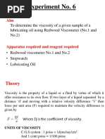 Redwood Viscometer No. 1 Experiment | PDF | Viscosity | Liquids