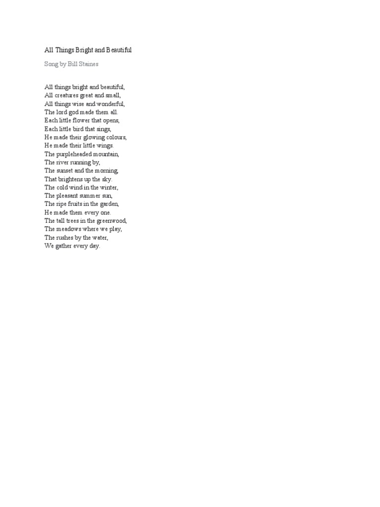 All Things Bright and Beautiful | PDF