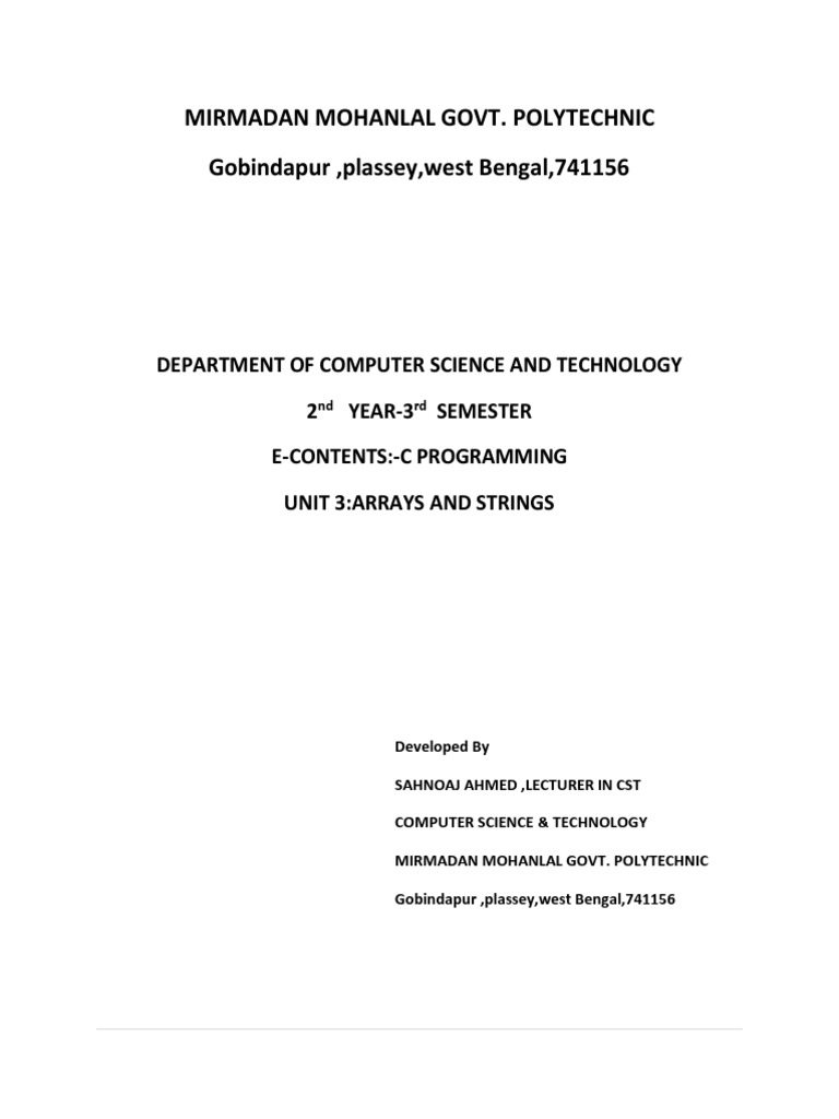 C Program Unit3 | PDF | Array Data Structure | String (Computer Science)