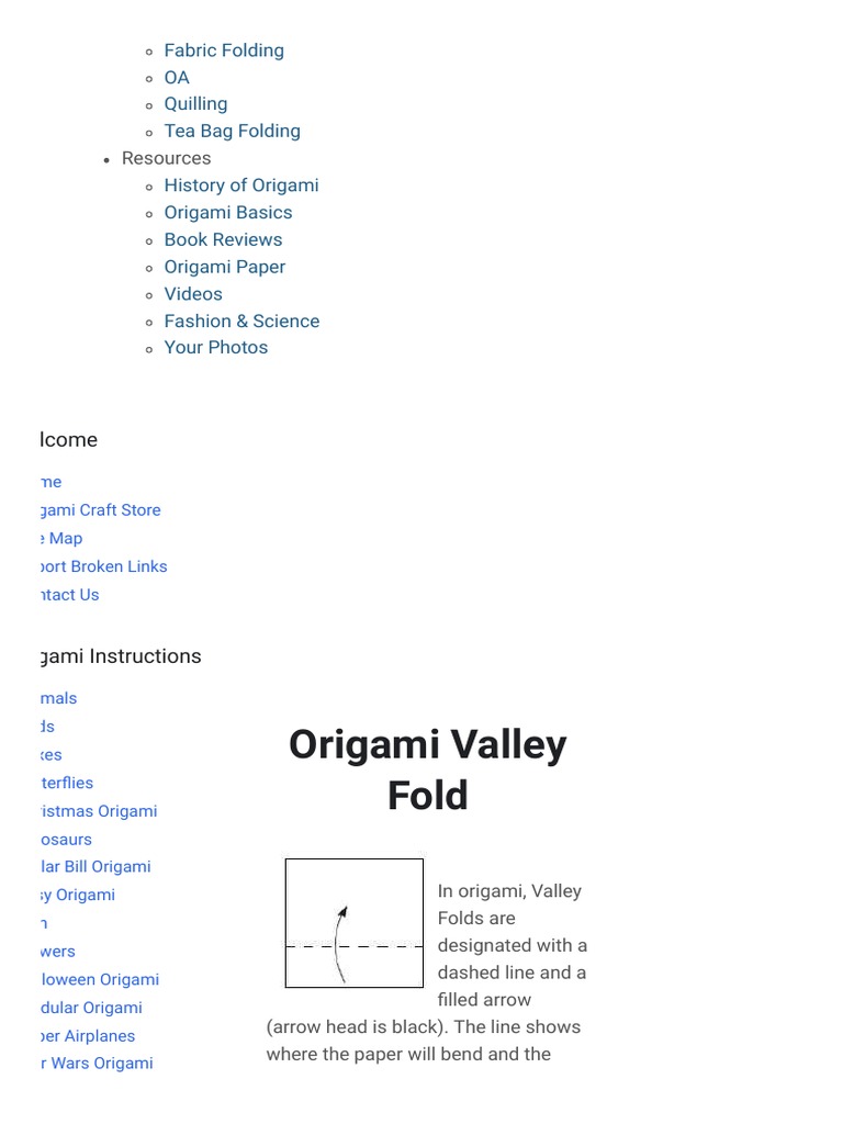 Origami Valley Fold | Download Free PDF | Origami | Decorative Arts