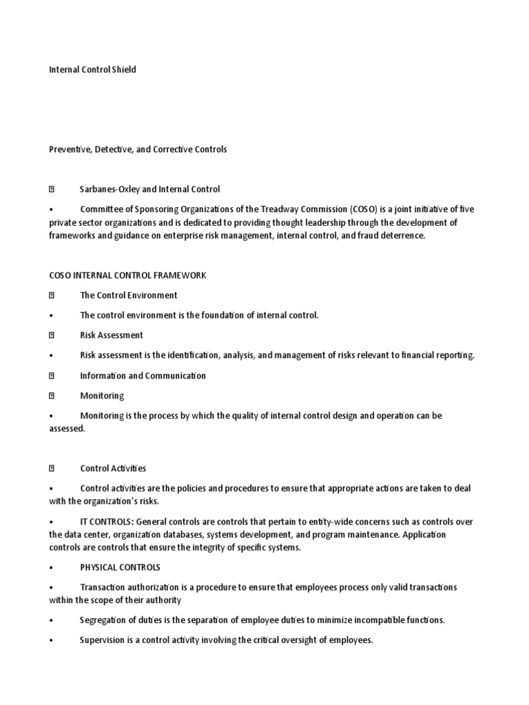 Internal Control Shield | PDF