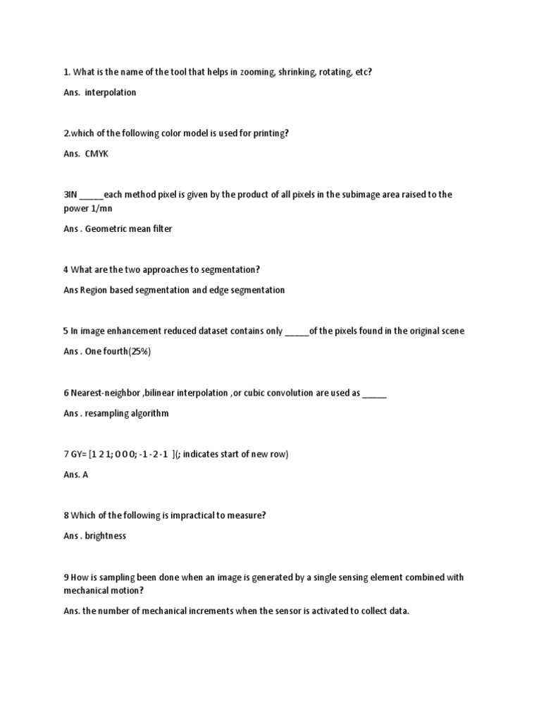 138 Question DIP | PDF | Data Compression | Image Segmentation