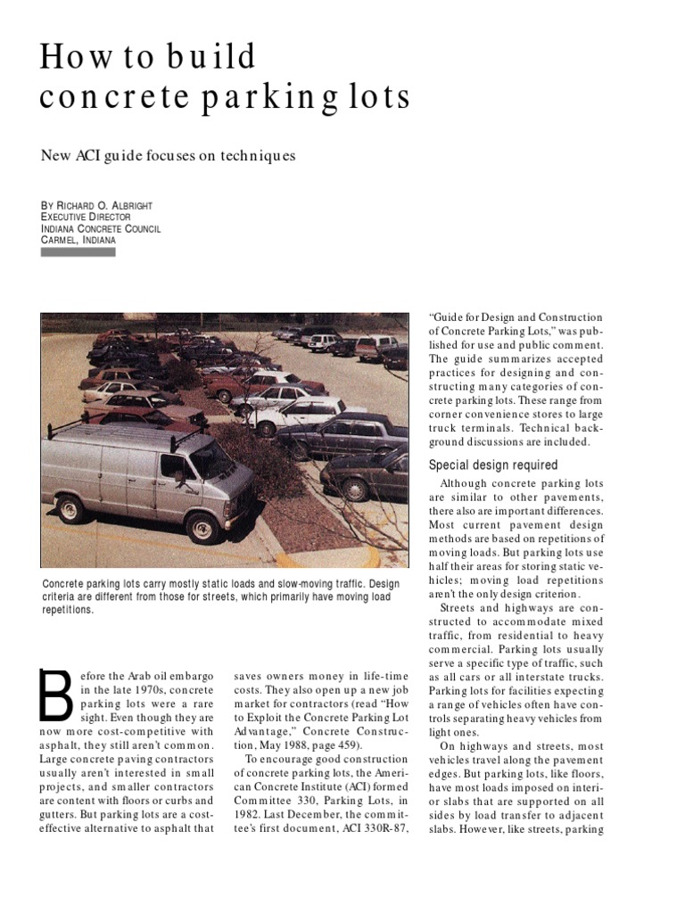 Concrete Parking Lot Specifications