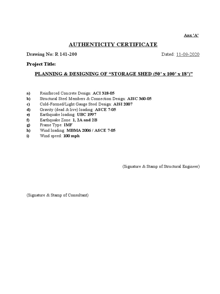 Structural Design Certification | PDF