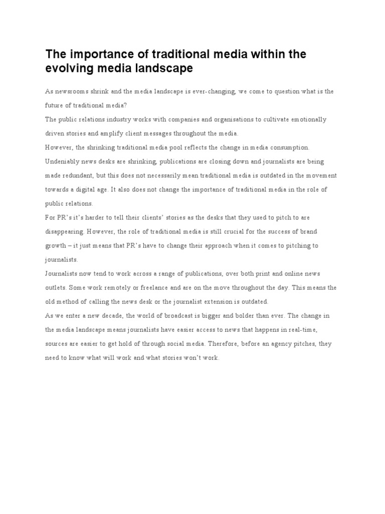 The Importance of Traditional Media Within The Evolving Media Landscape ...