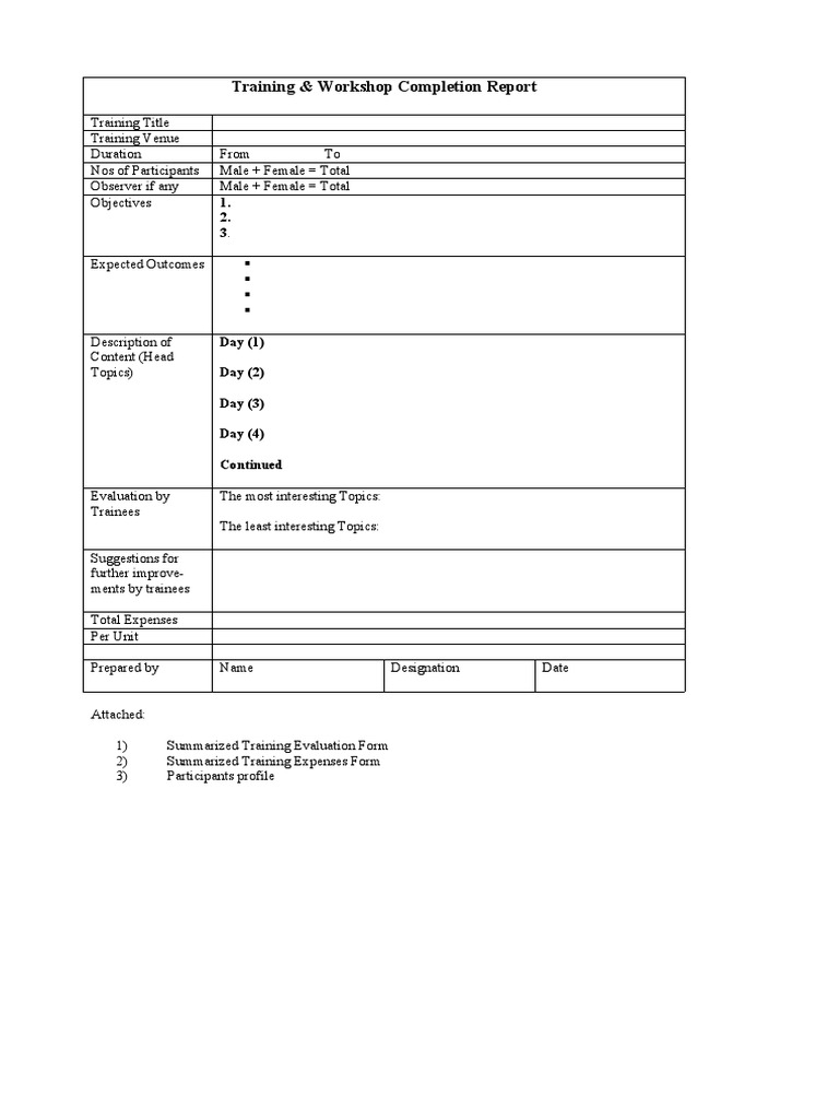 Training Completion Report | PDF