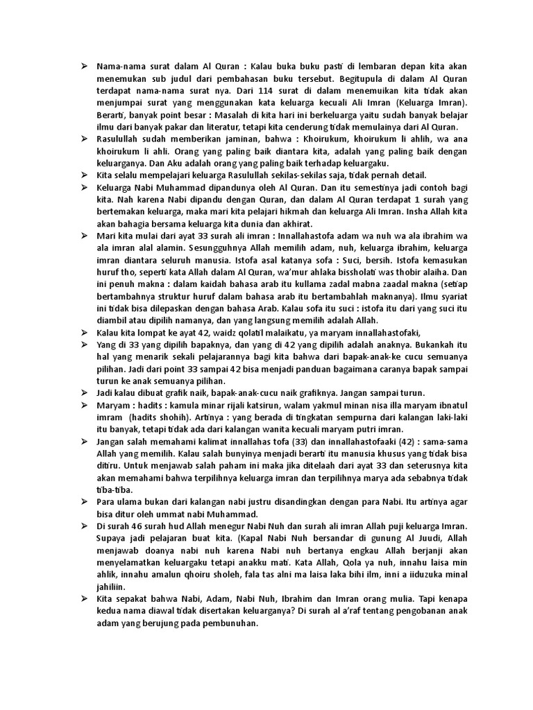 Majlis Ta'lim - Hikmah Keluarga Imran | PDF