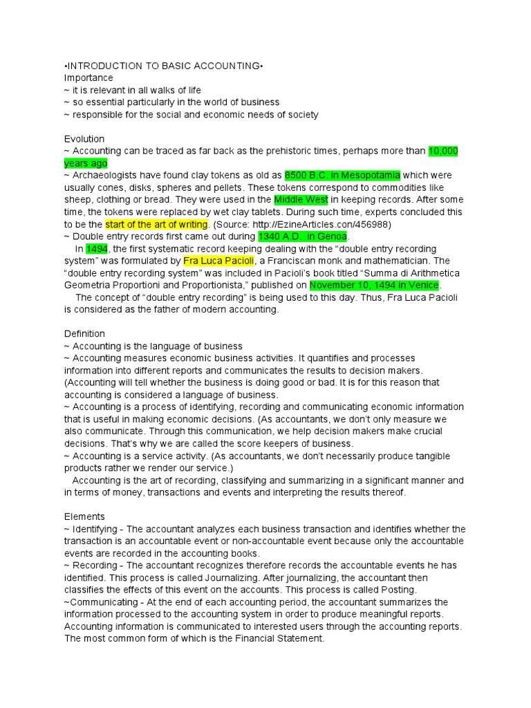 Introduction To Basic Accounting | PDF | Accounting | Information