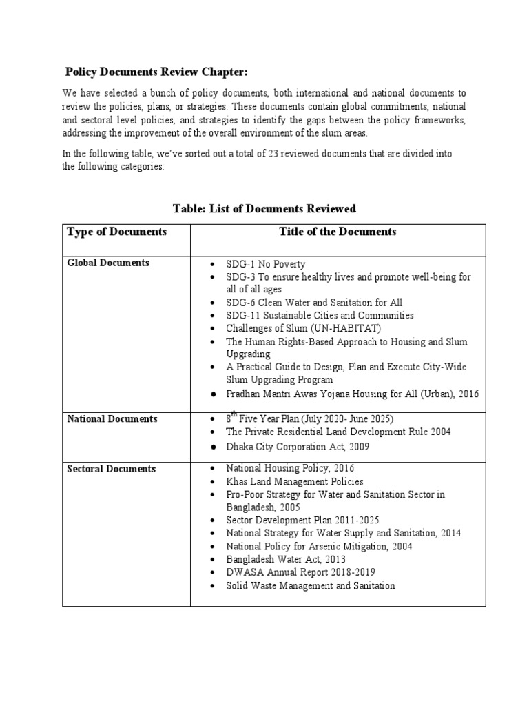 Policy and Matrix 8 Page | PDF | Drinking Water | Sanitation