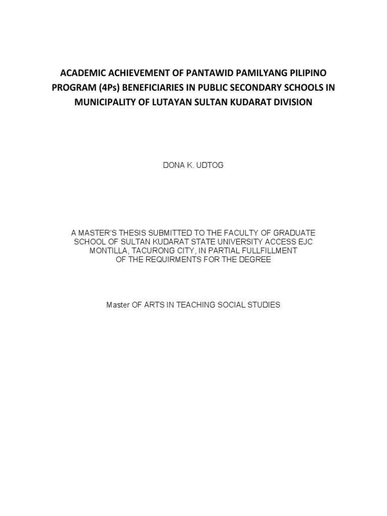 ACADEMIC ACHIEVEMENT OF PANTAWID PAMILYANG PILIPINO PROGRAM (4Ps ...