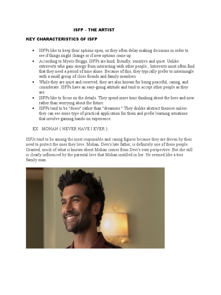 Isfp - The Artist Key Characteristics of Isfp | PDF | Psychology ...
