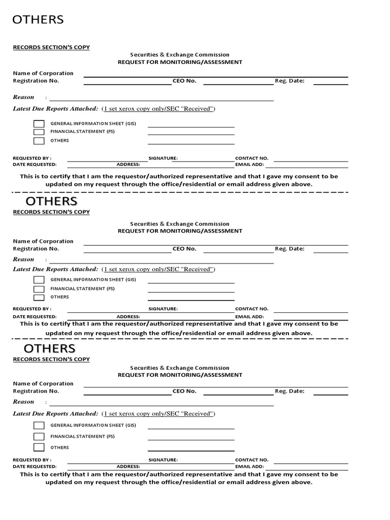 Request For Monitoring | PDF | U.S. Securities And Exchange Commission ...