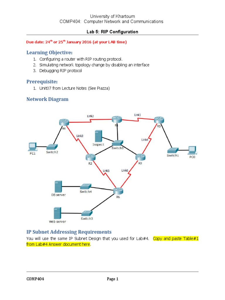 Configuring RIP Routing and Simulating Network Topology Changes | PDF | Router (Computing ...