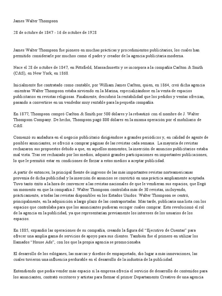 James Walter Thompson | PDF | Publicidad | Marketing