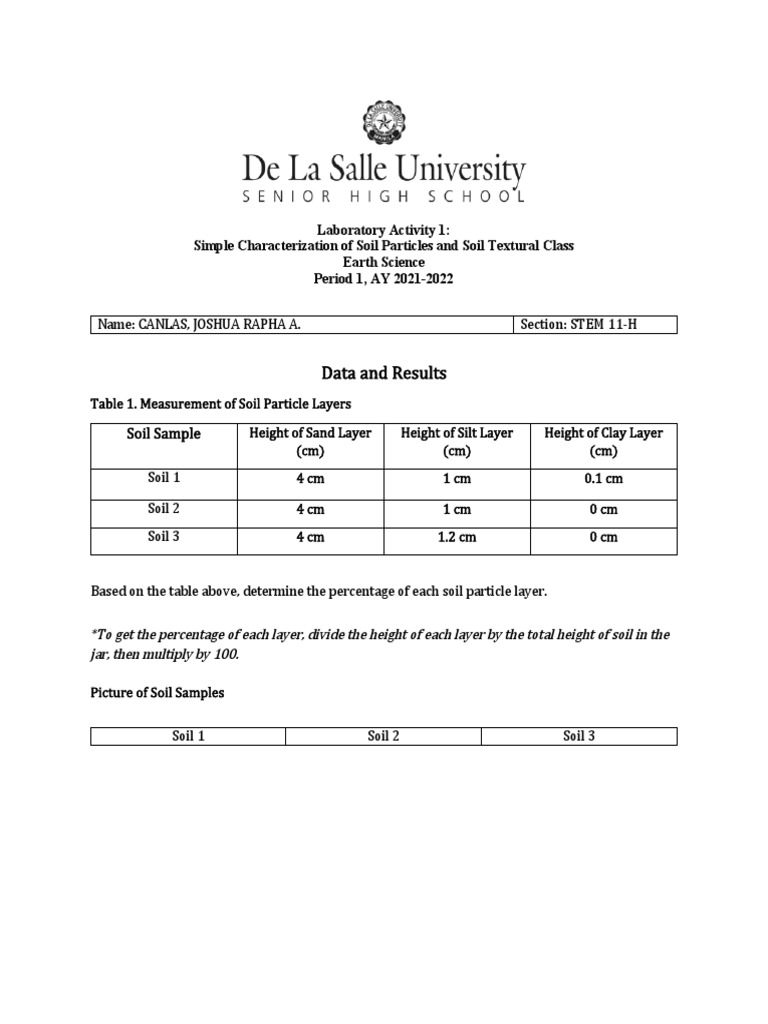 LA 1 - Simple Characterization of Soil Particles and Soil Textural ...