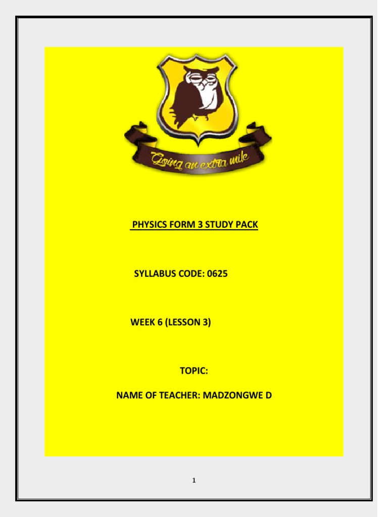 Physics Form 3 Study Pack: Week 6 | PDF