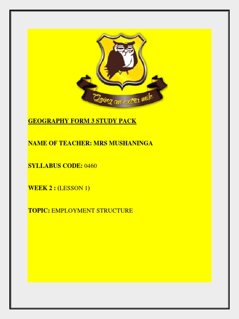 Geography Form 3 Week 2 Lesson 1 Study Pack | PDF | Tertiary Sector Of ...