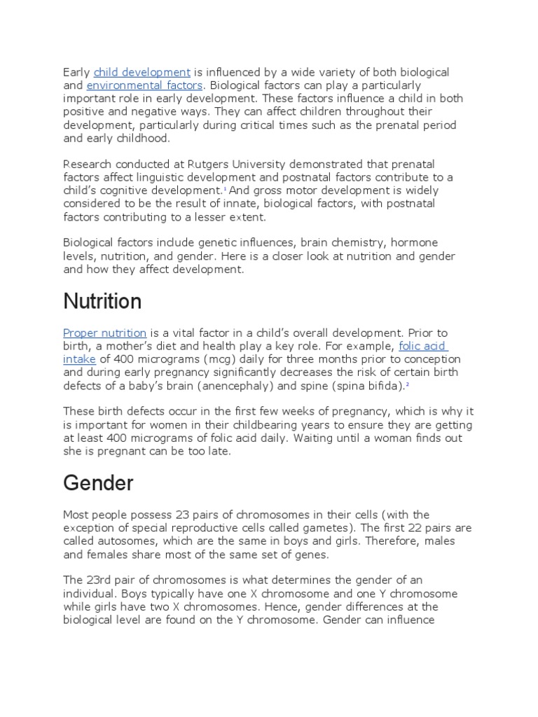 Environmental Factors Influencing Physical Development | PDF | Gender ...