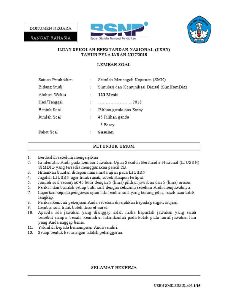 Kisi Usbn Simdig 2019 | PDF