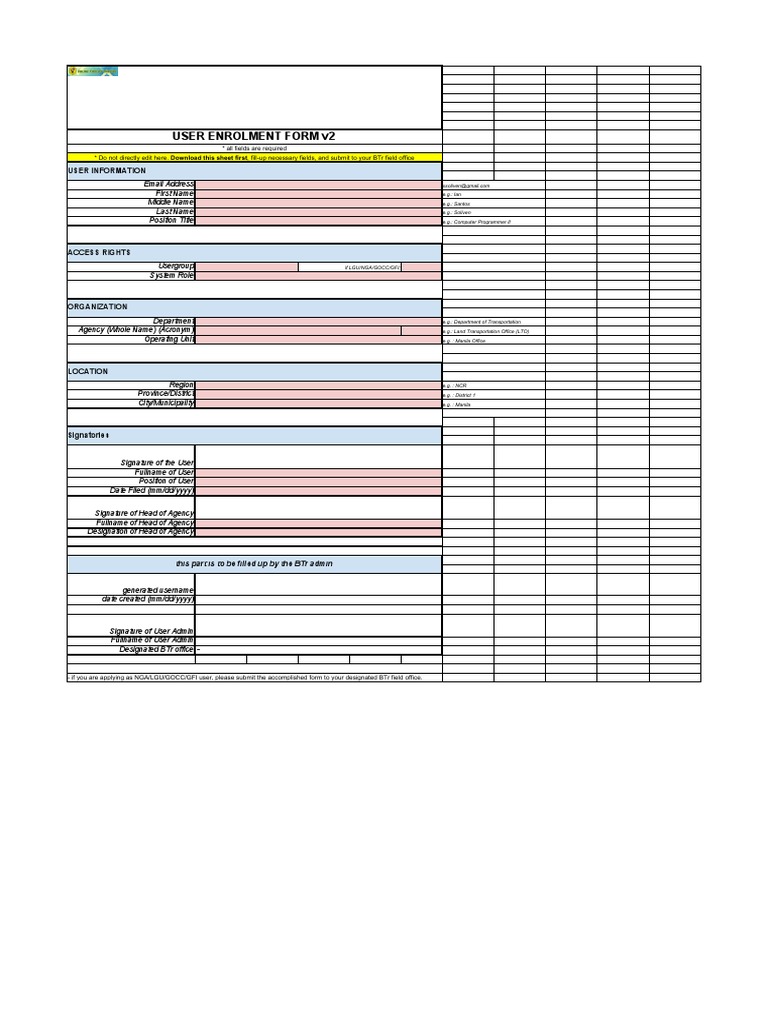 User Enrolment Form V2 | PDF | Computer Security | Security