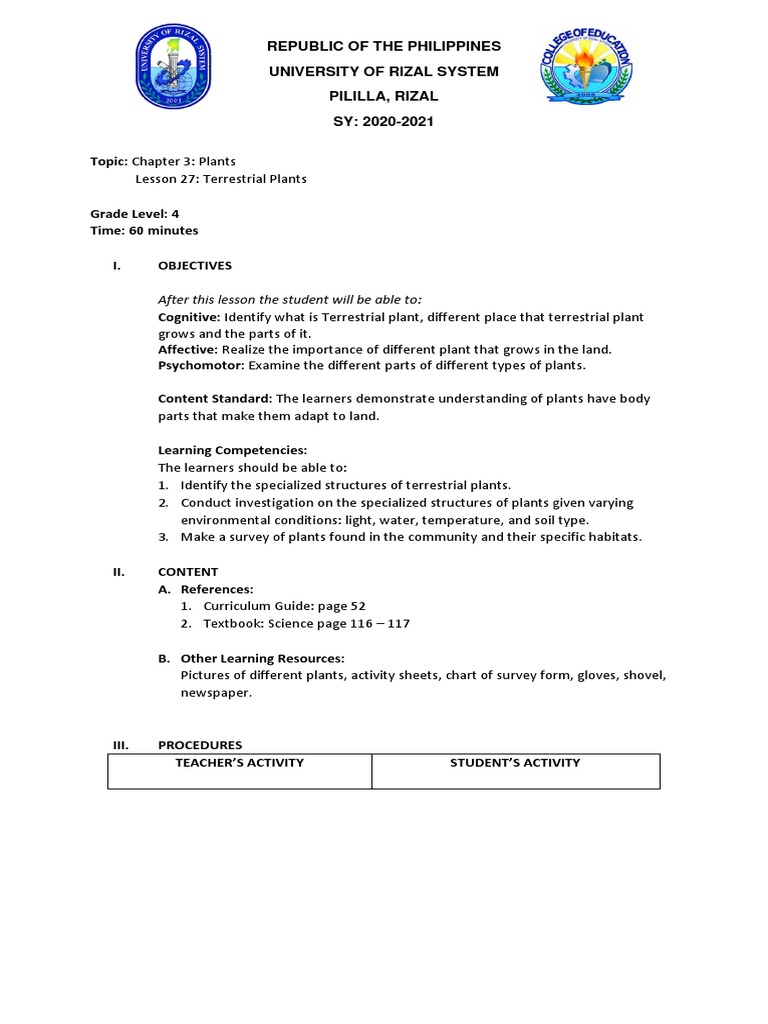 7E LESSON PLAN SCIENCE by Alano, Angelica Mae | PDF | Learning | Plants