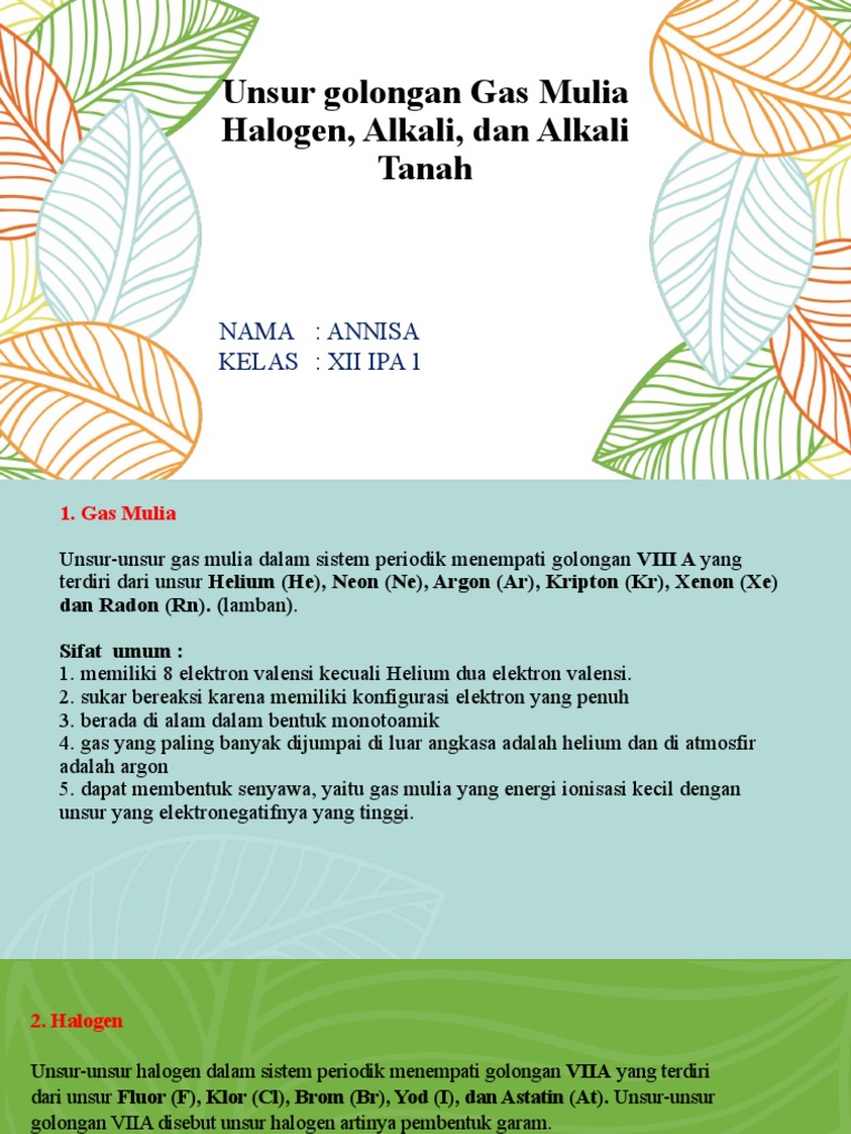 Sifat dan Reaksi Unsur Golongan Periodik | PDF
