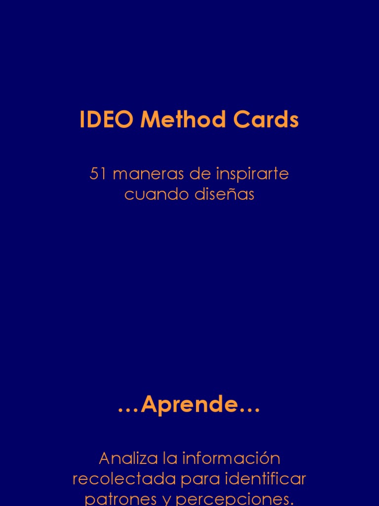 IDEO Method Cards | PDF | Diseño | Comportamiento