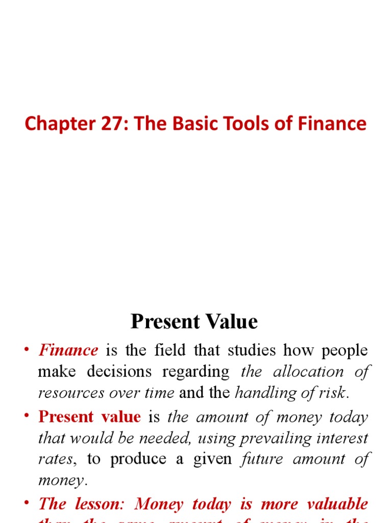 Chapter 27 - The Basic Tools of Finance | PDF | Stocks | Price–Earnings ...