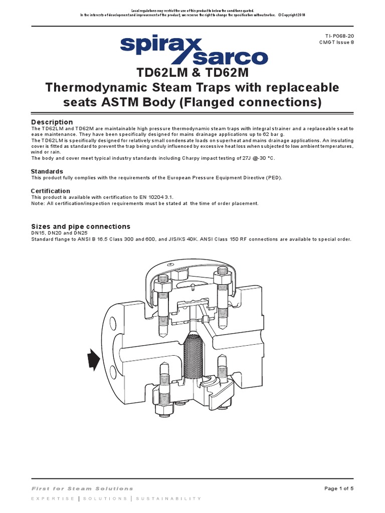 TD62LM & TD62M Thermodynamic Steam Traps With Replaceable Seats ASTM ...