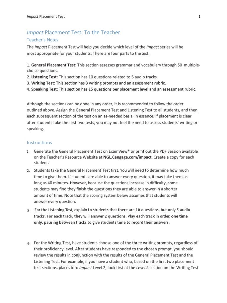 Impact Placement Instructions | PDF | Verb | English Language