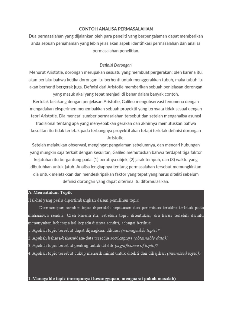 Contoh Analisa Permasalahan | PDF