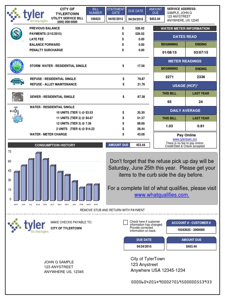 DocOrigin Utility Bill Tyler-Technologies | PDF | Fee | Payments