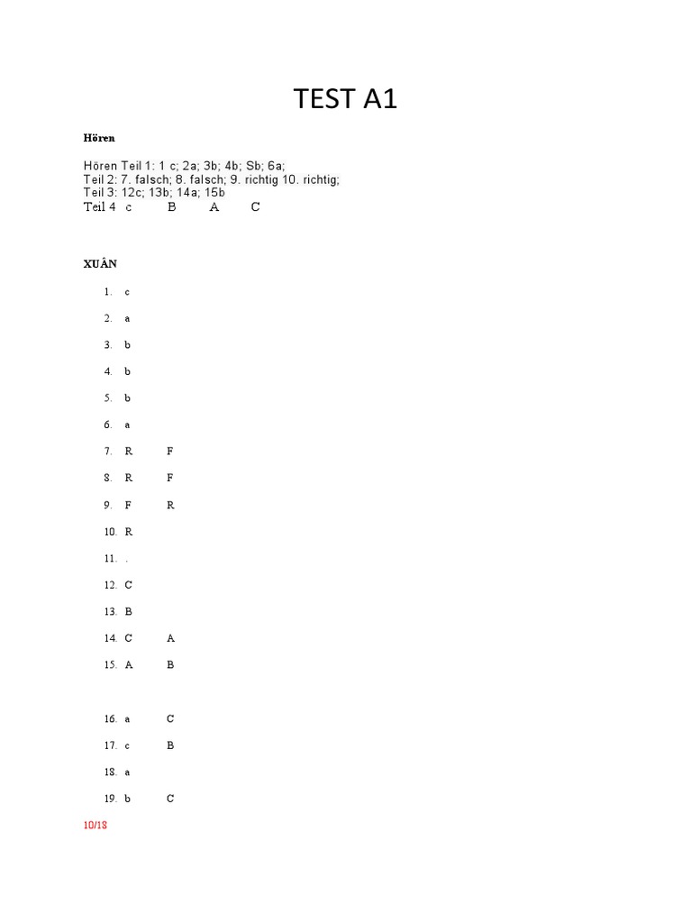 Test A1 | PDF