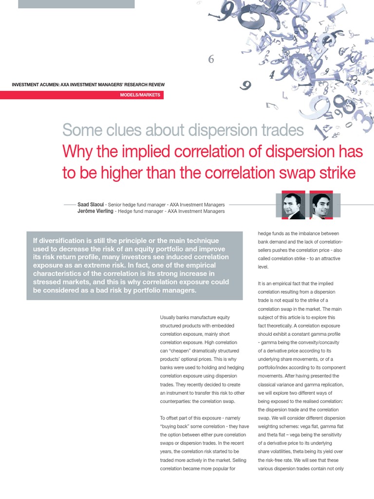 Correlation Swaps vs Dispersion Trades | PDF | Greeks (Finance ...