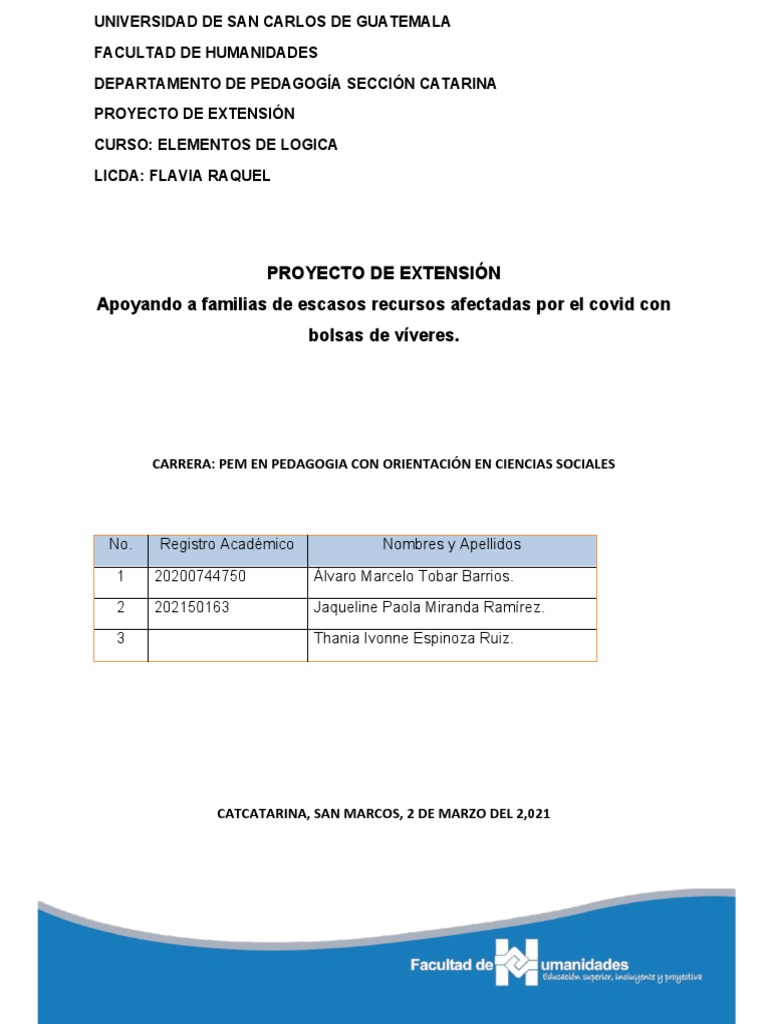 Proyecto de Extensión Parte 1 | PDF