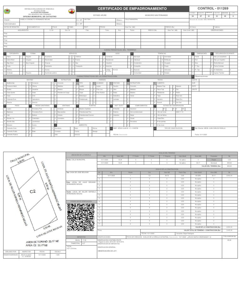 Cedula Catastral | PDF | Materiales de construcción | Ingeniería de ...