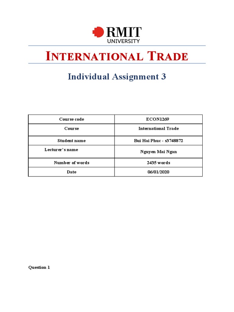 International Trade - Assignment 3 | PDF | Asean Free Trade Area | Exports