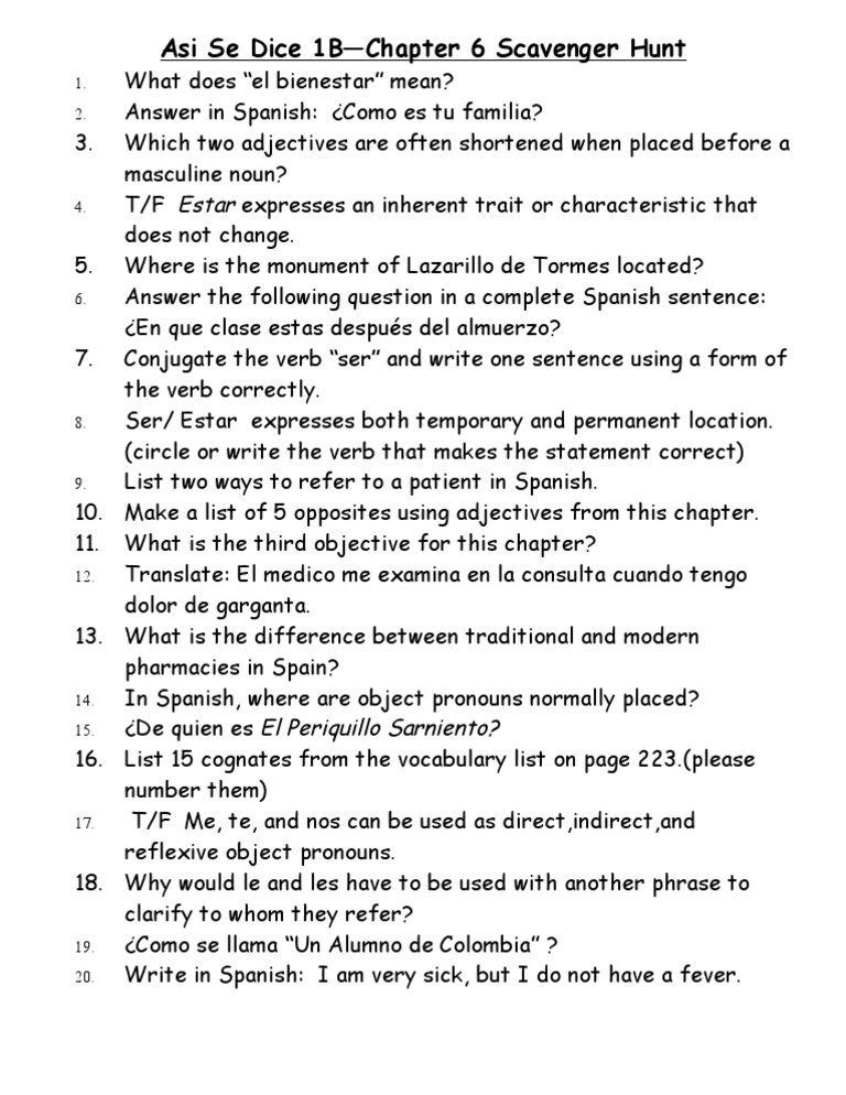 Chapter 6 Scavenger Hunt Guide | PDF