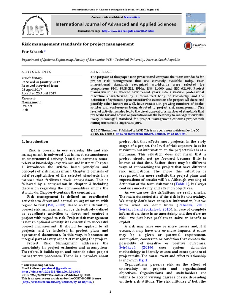 Risk Management Standards For Project Management | PDF | Risk | Risk ...