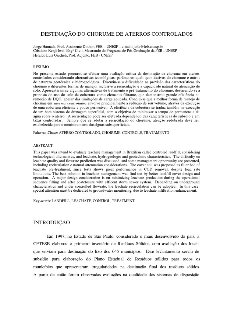 Aterro Controlado Chorume | PDF | Aterro | Desperdício
