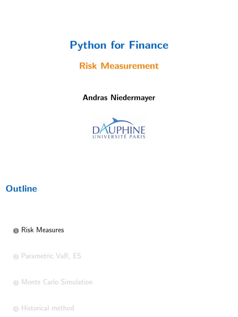 Python For Finance: Risk Measurement | PDF | Value At Risk | Volatility ...